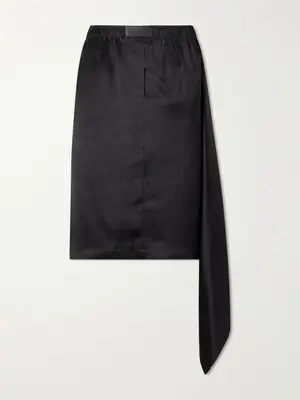 COURREGES Logo-trimmed Satin Midi Skirt - Black