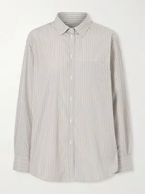 RÓHE Striped Cotton-poplin Shirt - Gray