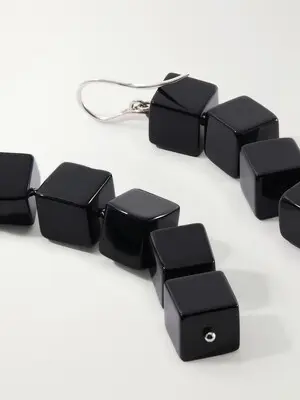 Le Sundial Sterling Silver And Onyx Drop Earrings