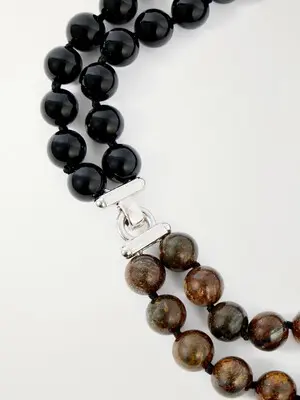 Le Sundial Boule Sterling Silver, Onyx And Bronzite Beaded Necklace