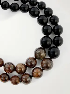 Le Sundial Boule Sterling Silver, Onyx And Bronzite Beaded Necklace