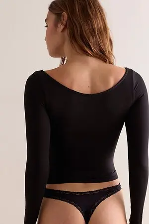 INTIMATELY That's A Wrap Long Sleeve Top - Black