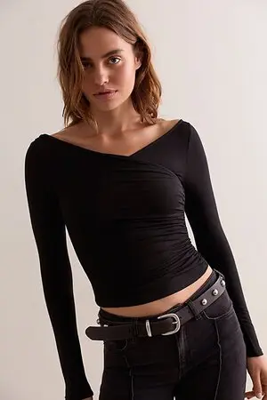 INTIMATELY That's A Wrap Long Sleeve Top - Black