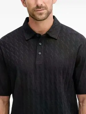 Armani Exchange Textured Cotton Polo Shirt - Blue