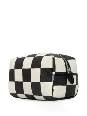 Karl Lagerfeld Checkered Logo-embroidered Make-up Bag - Black