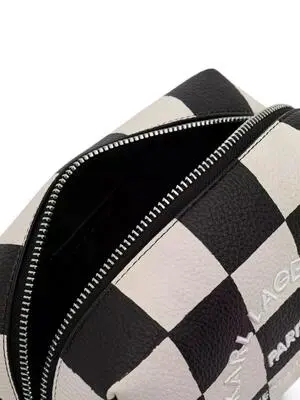 Karl Lagerfeld Checkered Logo-embroidered Make-up Bag