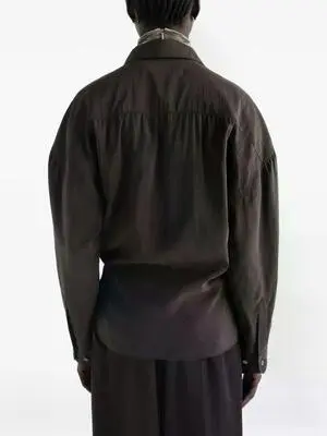 LEMAIRE Straight Collar Twisted Shirt In Dry Silk - Brown