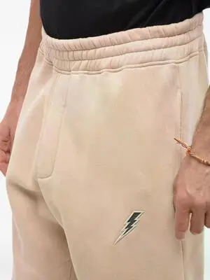 Neil Barrett Bolt-embroidered Zip-cuff Track Pants - Neutrals