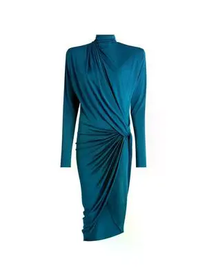 Balmain Draped Flowing Jersey Dress - Blue