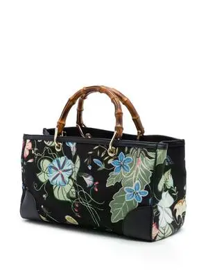 Gucci 2016-2026 Medium Canvas Flora Knight Bamboo Shopper Satchel