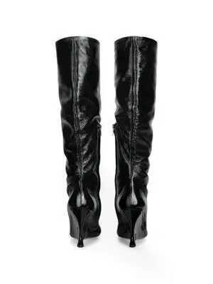 Balmain Wedge Boots In Crinkled Patent Leather