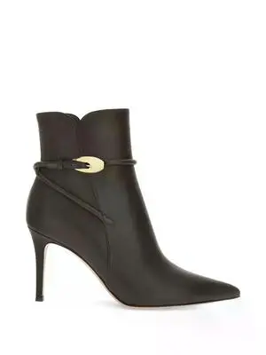 GIANVITO ROSSI Buckle-detail Leather Ankle Boots - Brown