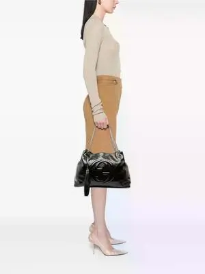 Gucci 2000-2015 Medium Patent Soho Chain Tote Bag - Black