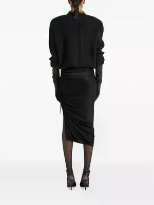 Balmain Flowing Jersey Midi Skirt With Slit