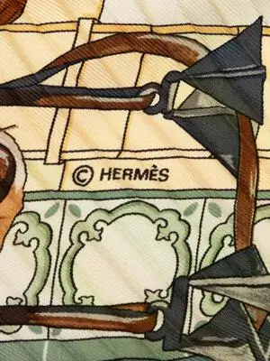 Hermès 2000-2026 Real Escuela Andaluza Del Arte Ecuestre Pleated Silk Scarf Scarves - Blue