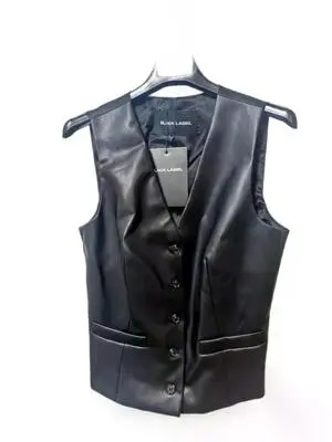 Black Label Button-up Leather Waistcoat