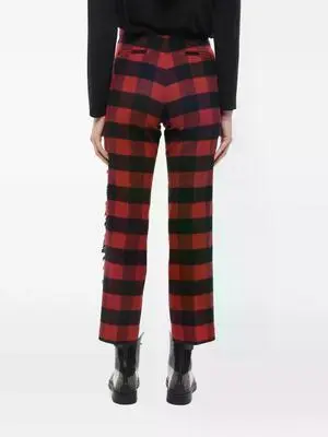 Woolrich Checked-pattern Frayed-edge Trousers
