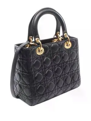 Dior 2000-2026 Medium Lambskin Cannage Lady Satchel - Black