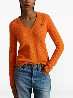 Polo Ralph Lauren Cable-knit Wool-cashmere V-neck Sweater