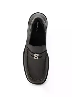 Balenciaga Logo Plaque Leather Loafers