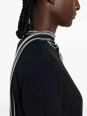 Fabiana Filippi Striped Trim High Neck Long Sleeve Shirt