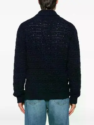 Canali Cable-knit Shawl-collar Sweater