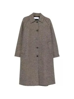Harris Wharf London Houndstooth-pattern Single-breasted Coat - Brown