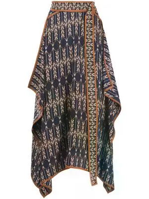 Stella McCartney Norah Patterned Asymmetric Wrap Skirt - Blue