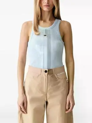 Karl Lagerfeld Ikonik-patch Ribbed Tank Top - Blue