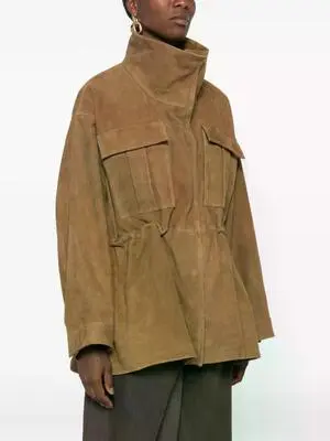 RÓHE Drawstring-waist High-neck Jacket - Brown