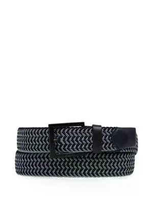 Karl Lagerfeld Woven Leather-trim Belt - Blue