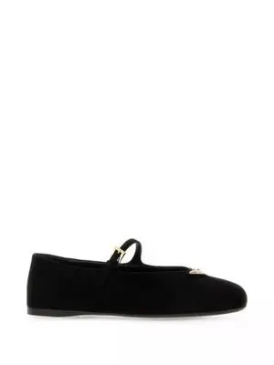 Prada Buckle-strap Logo-plaque Ballet Flats - Black