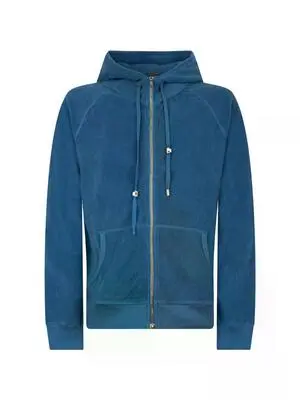MOORER Melvin Terry-cloth Zip-up Hoodie - Blue