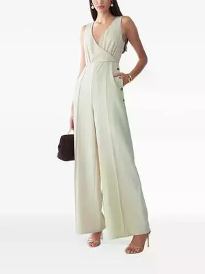 WILLA Justina Button-detail Sleeveless Jumpsuit - Neutrals