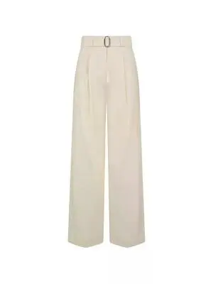 MOORER Belted Wide-leg Trousers - Neutrals