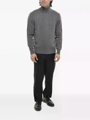 PAOLO PECORA Cable-knit Mock-neck Sweater - Grey