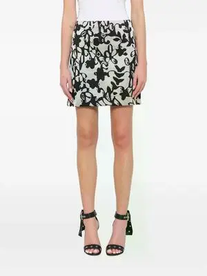 LANVIN Abstract-print Mini Skirt - Neutrals