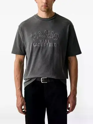 Karl Lagerfeld Logo-embroidered Acid-wash T-shirt