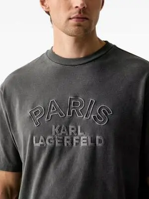 Karl Lagerfeld Logo-embroidered Acid-wash T-shirt