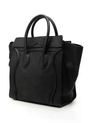 Celine 2012 Mini Grained Calfskin Luggage Tote Bag - Black