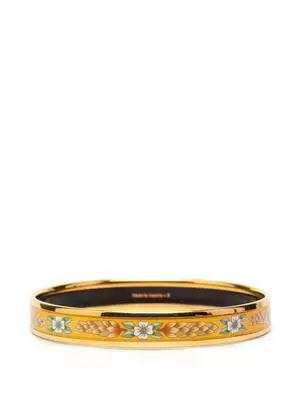 Hermès 20th Century Wild Flower Enamel Bangle Bracelet