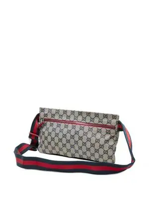 Gucci Gg Canvas Web Double Pocket Belt Bag - Red