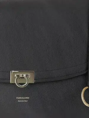 FERRAGAMO Gancini-clasp Leather Large Shoulder Bag
