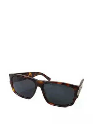 Saint Laurent Tortoiseshell-effect Rectangle-frame Sunglasses - Brown