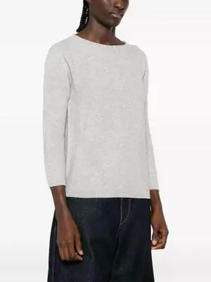 Fabiana Filippi Boat Neck Three-quarter Sleeve Sweater - Grey