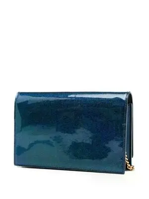 Saint Laurent 2018 Glitter Patent Monogram Kate Tassel Wallet On Chain Crossbody Bag - Blue