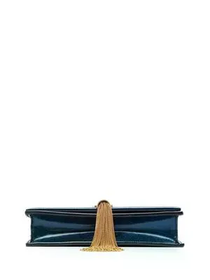 Saint Laurent 2018 Glitter Patent Monogram Kate Tassel Wallet On Chain Crossbody Bag - Blue
