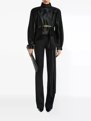 Balmain Pony-effect Leather Peplum Jacket