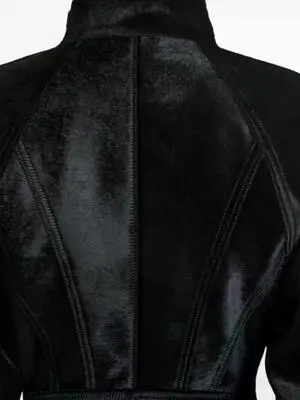 Balmain Pony-effect Leather Peplum Jacket
