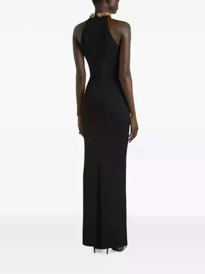 Balmain Long Milano Jersey Dress With Embroidery